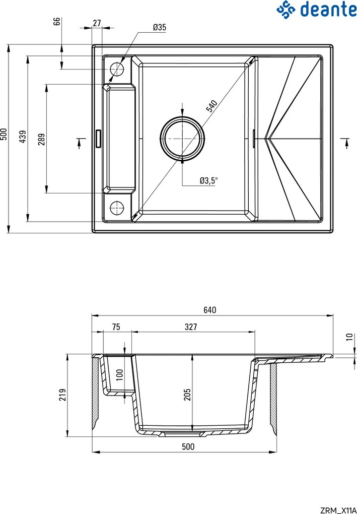 Deante Dřez Magnetic s odkapávačem, granit - ZRM A11A alabastr