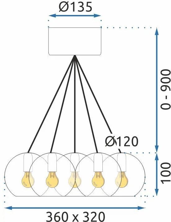 Toolight - Závěsné svítidlo skleněné koule G4 25W APP560-7CP, chromová, OSW-08236