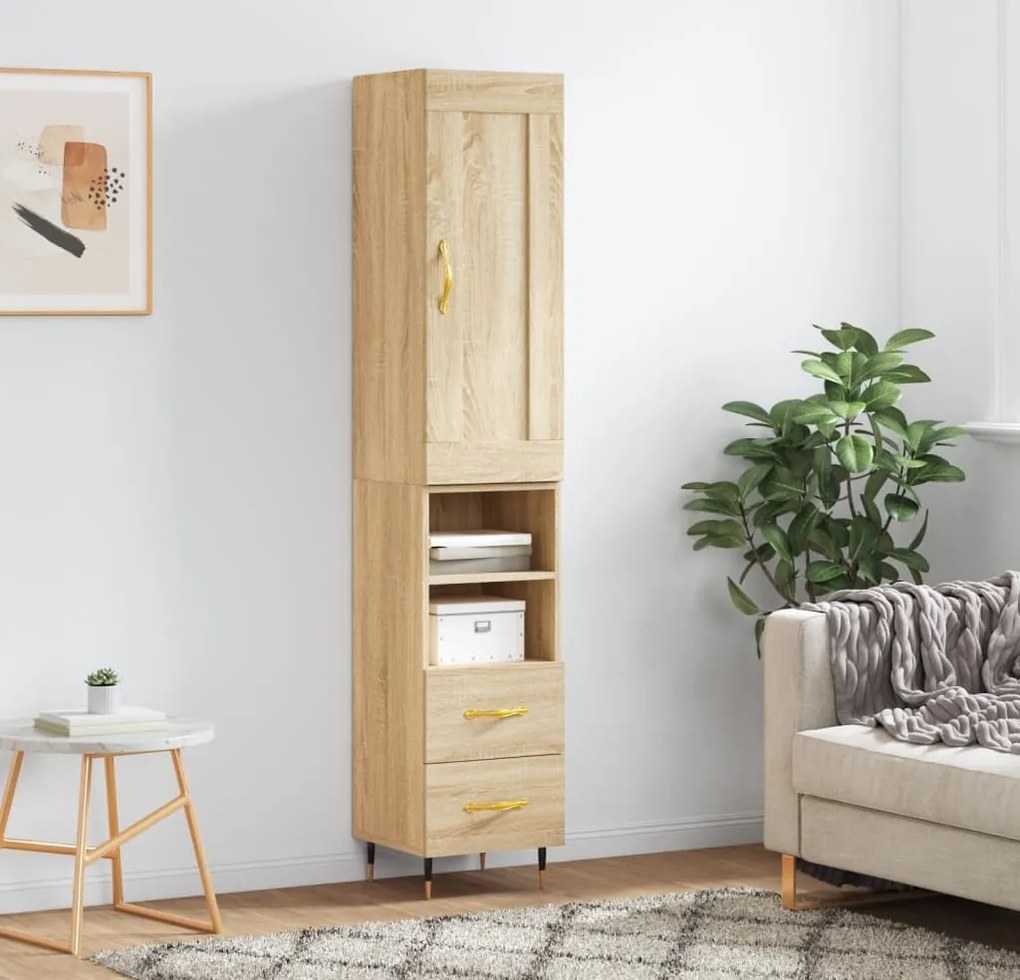 vidaXL Skříň highboard 34,5 x 34 x 180 cm kompozitní dřevo [3200248] Barva: Betonová šedá