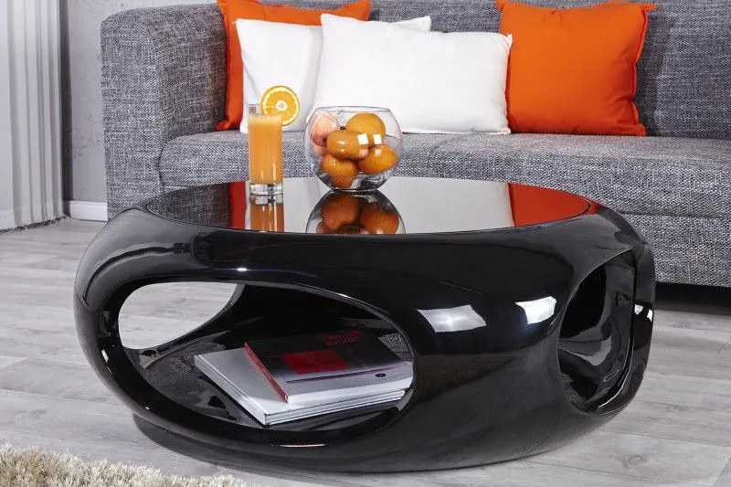 Deflee konferenční stolek SPIN BLACK KS36130 sklolaminát, bezpečnostní sklo (tvrzené sklo  75 cm x 35 cm x 75 cm