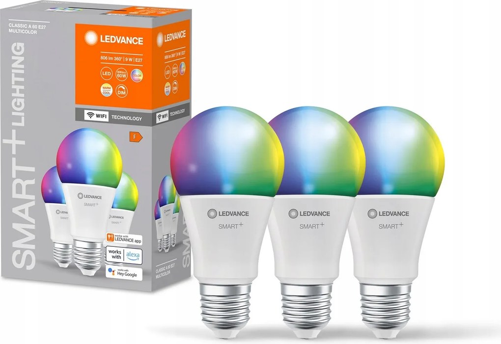 3PAK Led žárovka E27 A60 9W 806lm Rgbw Smart+ WiFi stmívatelná Ledvance
