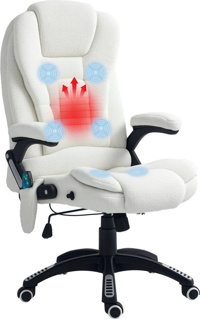 Kancelářská židle Vinsetto s vibračním masážním systémem, ergonomická židle s vyhříváním, sklápěcí funkce, výškově nastavitelná exekutivní židle s dál