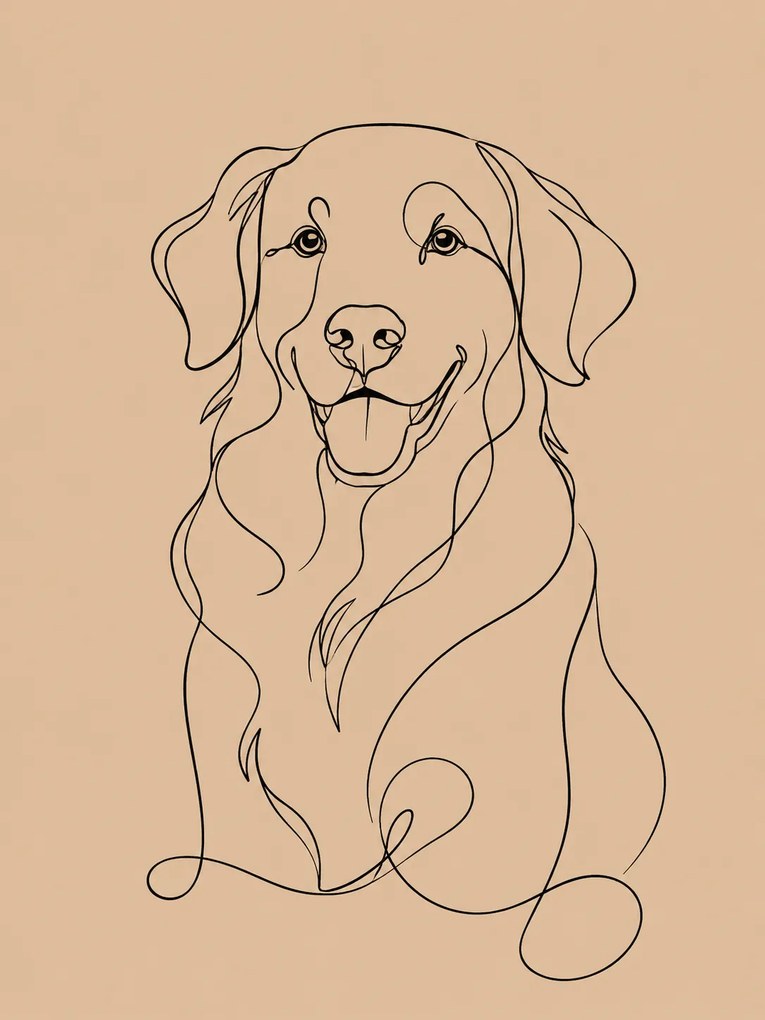 Foto obraz z vlastní fotky na plátno – Minimalistický Line Art portrét mazlíčka z fotky