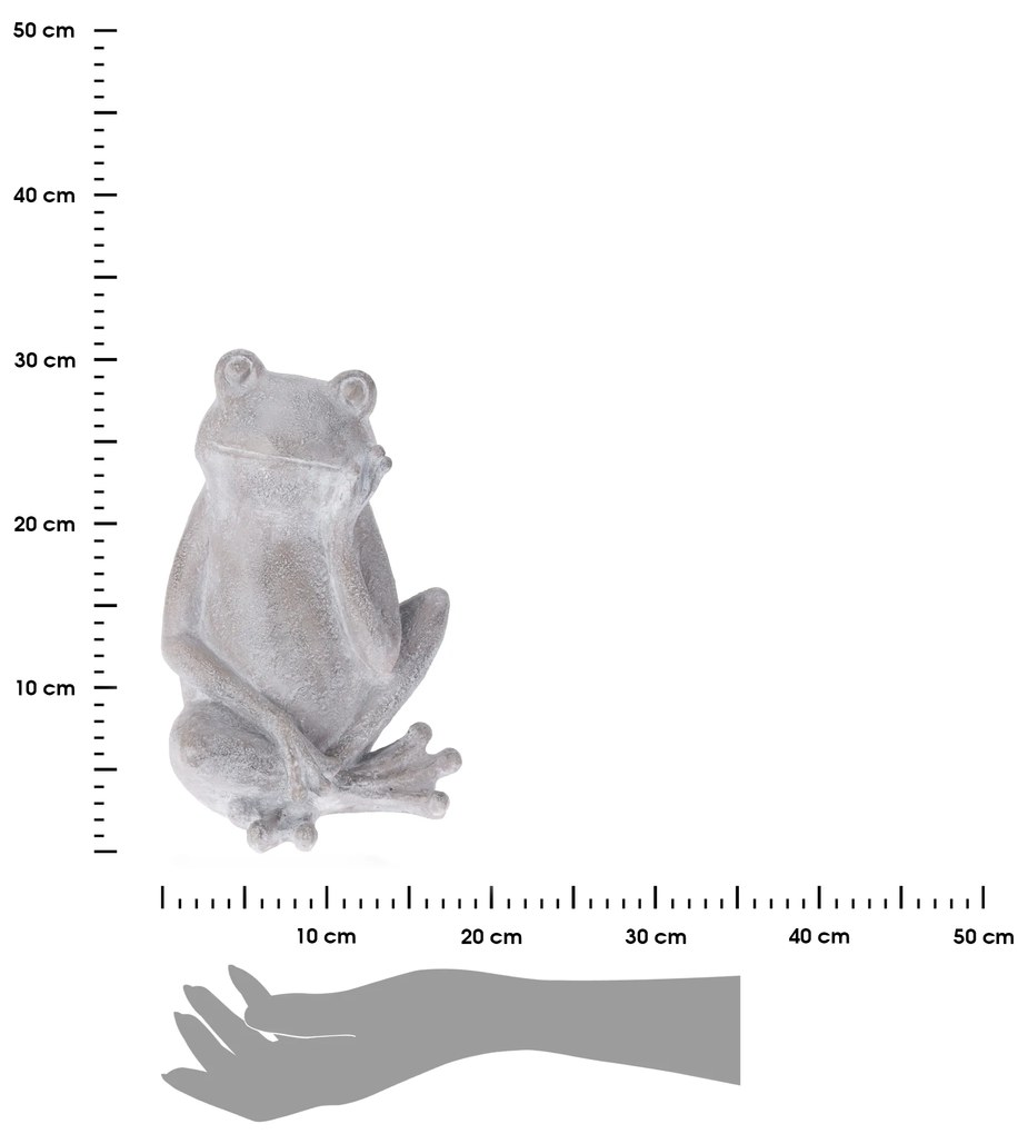 Zahradní figurka z polistone Frog1, 31 cm, šedá