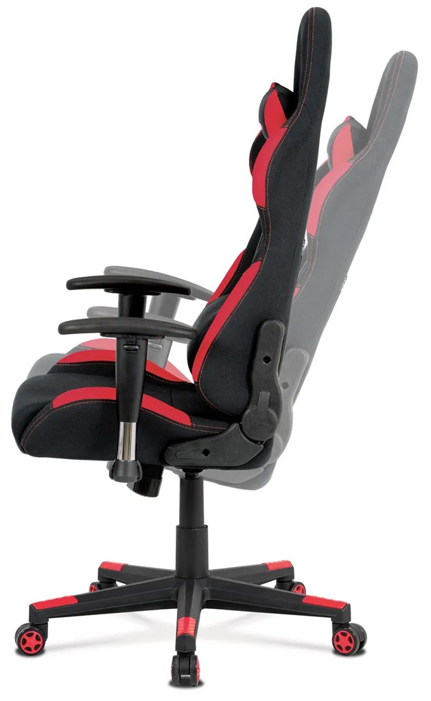 Kancelářská židle, houpací mech., černá + červená látka, plastový kříž - KA-F02 RED