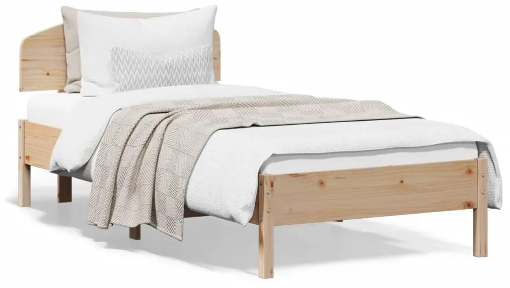 Rám postele s čelem 100 x 200 cm masivní borové dřevo,  3207217