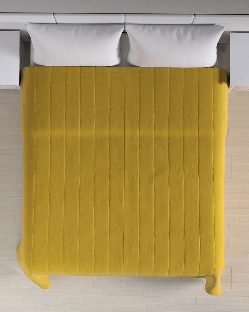 Přehoz s podélným prošitím barva žlutá látka sametová