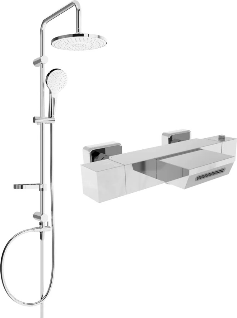 Mexen Erik vanovo-sprchový set s dešťovou sprchou a vanovou termostatickou baterií Cube, chromová, 77360205-00