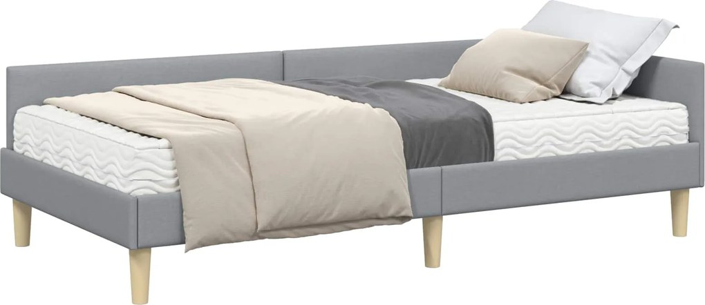 Rohový rám postele s matrací Jiný 2 ks Světle šedá textil 3393669