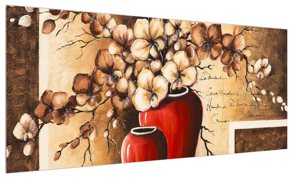 Obraz orchideje ve váze (100x40 cm)