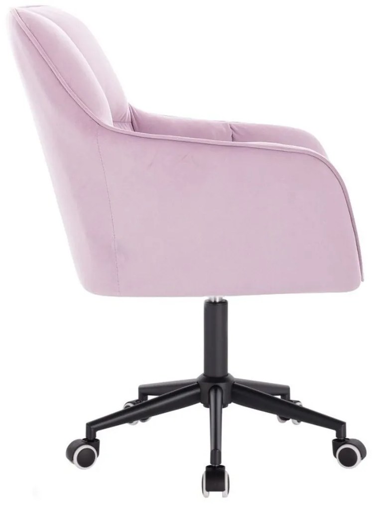 LuxuryForm DESIGN Otočné křeslo AMALFI VELUR na černé podstavě s kolečky - levandule