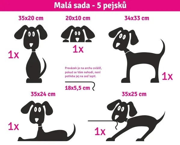 WALLVINIL Samolepky na zeď - Hraví pejsci Barva: Červená, Velikost: Velká sada