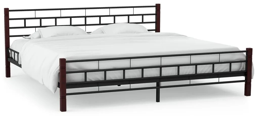 246736 vidaXL Kovový rám postele s laťkovým roštem 160x200 cm dřevěné sloupky