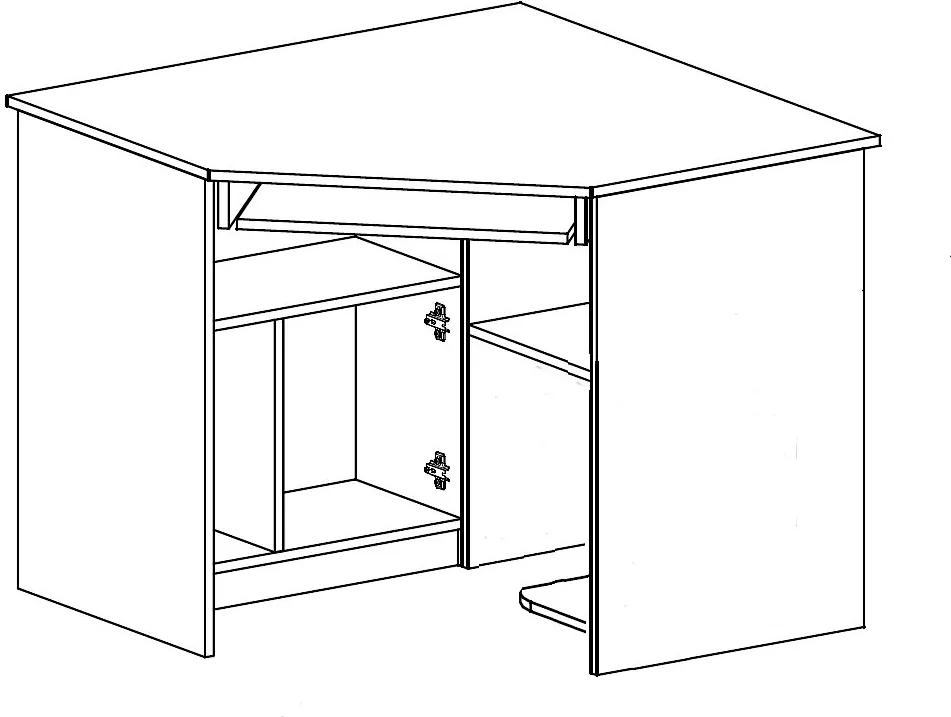 Dětský rohový psací stůl Allarica 1, LTD + ABS, dub santana / šedá, 96x78x96 cm