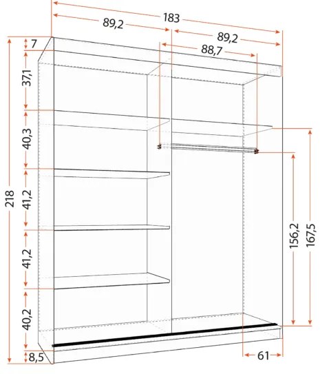 Šatní skříň MULTI35 A 183 cm dub sonoma/bílá
