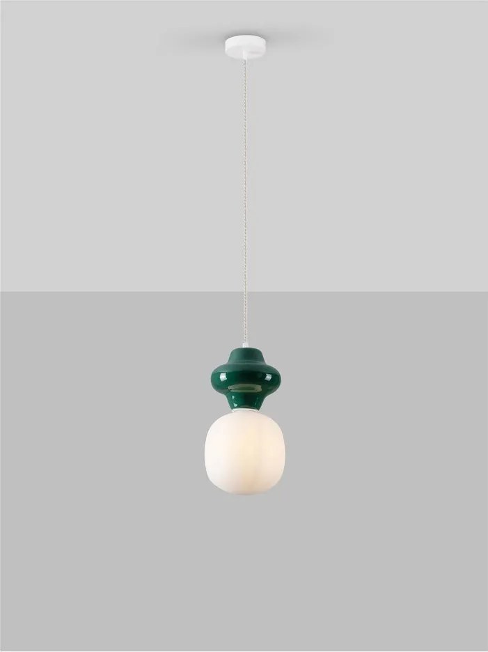 Bílé/v petrolejové barvě keramické závěsné svítidlo se skleněným stínidlem ø 18 cm Clio – Nova Luce