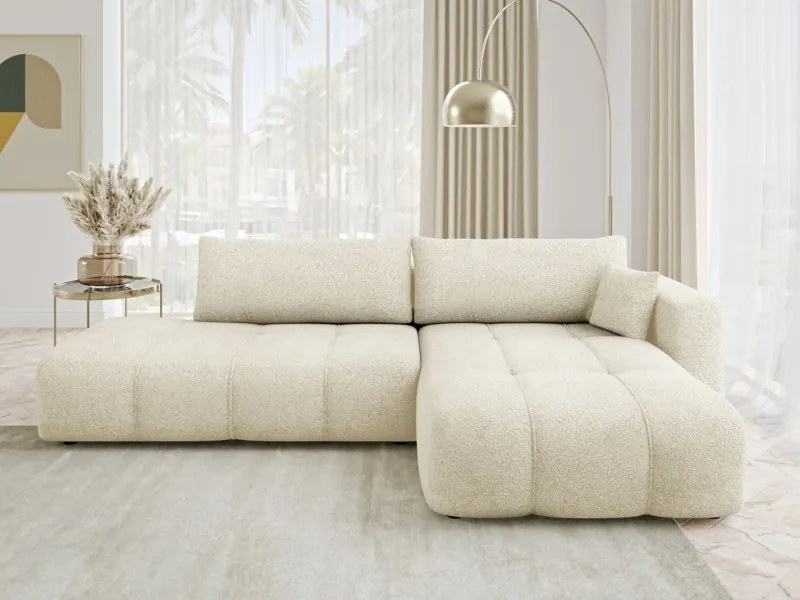 Rohová rozkládací sedačka Larow O Boucle, Potah: Coral 55, Strana pohovky: levá