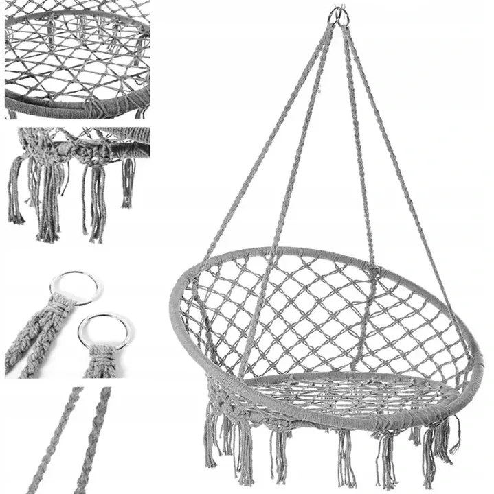 Šedé závěsné křeslo KOLUMBIA se stojanem