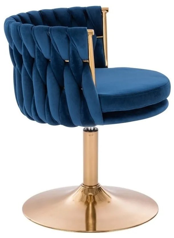 LuxuryForm DESIGN Otočná židle LYON VELUR na zlatém talíři - modrá