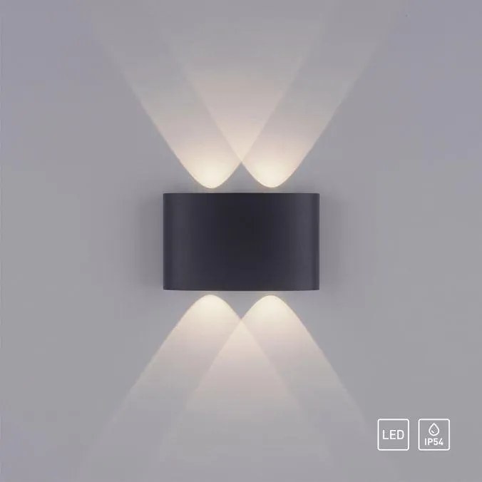 PN 9487-13 CARLO LED nástěnná lampa, 4 bodové, antracit, venkovní i vnitřní, dekorativní 3000K - PAUL NEUHAUS