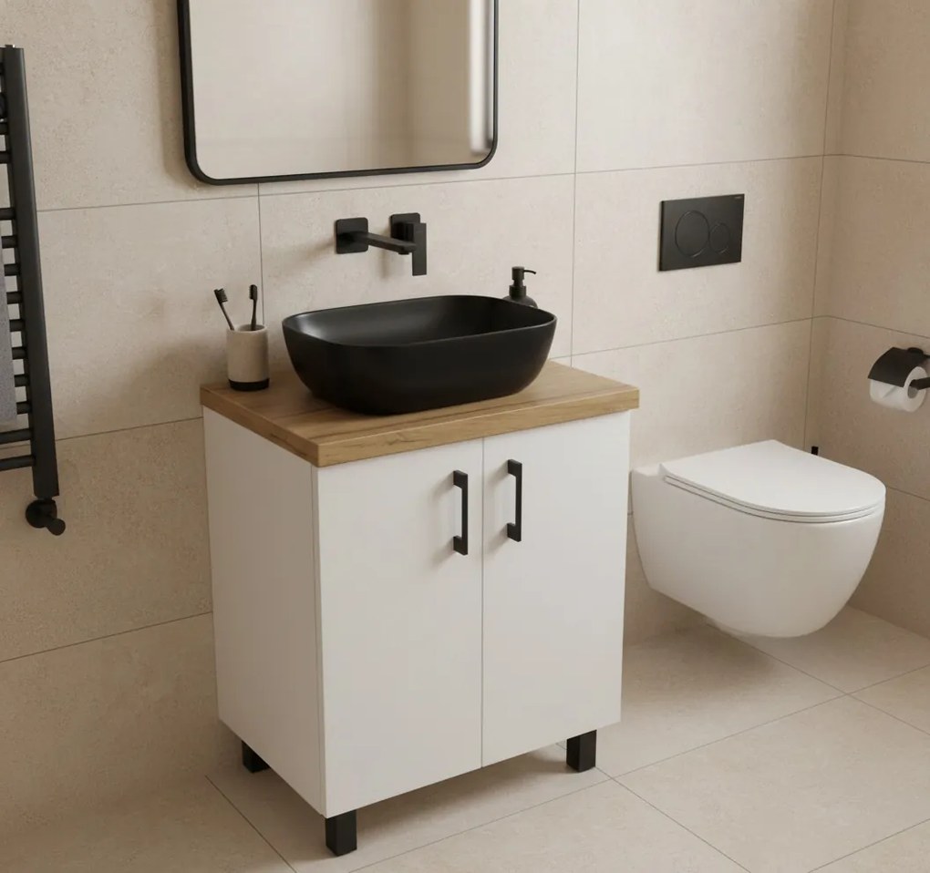 Comodo Koupelnová skříňka pod deskové umyvadlo ROSO W 60-HD - bílá/zlatý dub