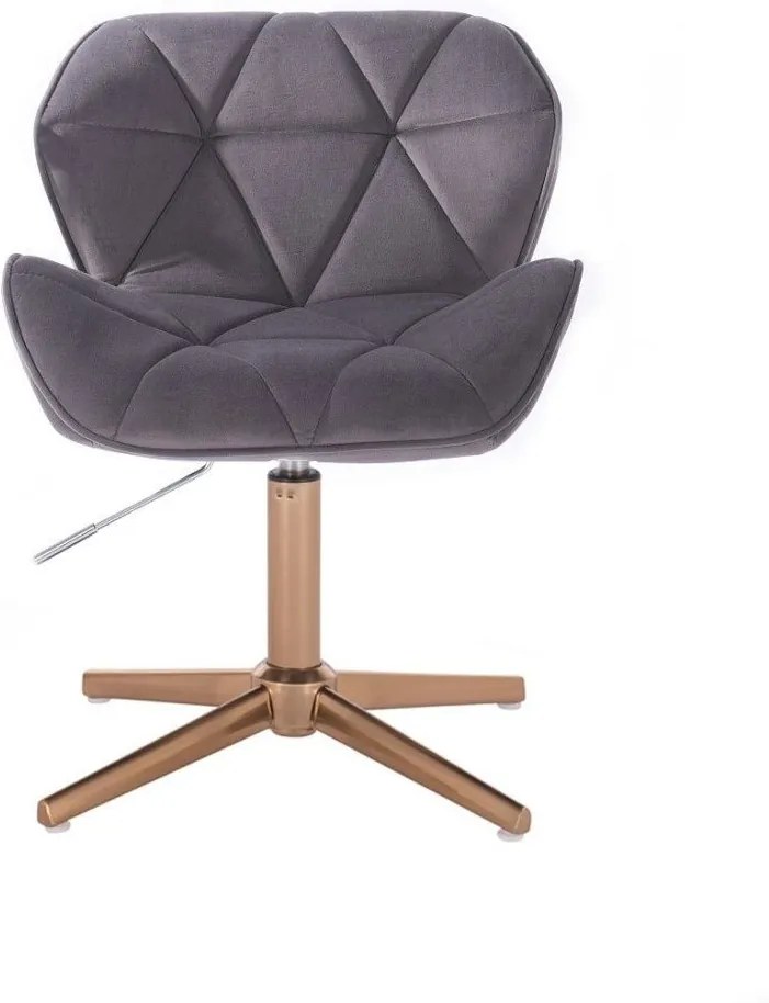 LuxuryForm DESIGN Otočná židle MILANO VELUR na zlatém kříži - tmavě šedá