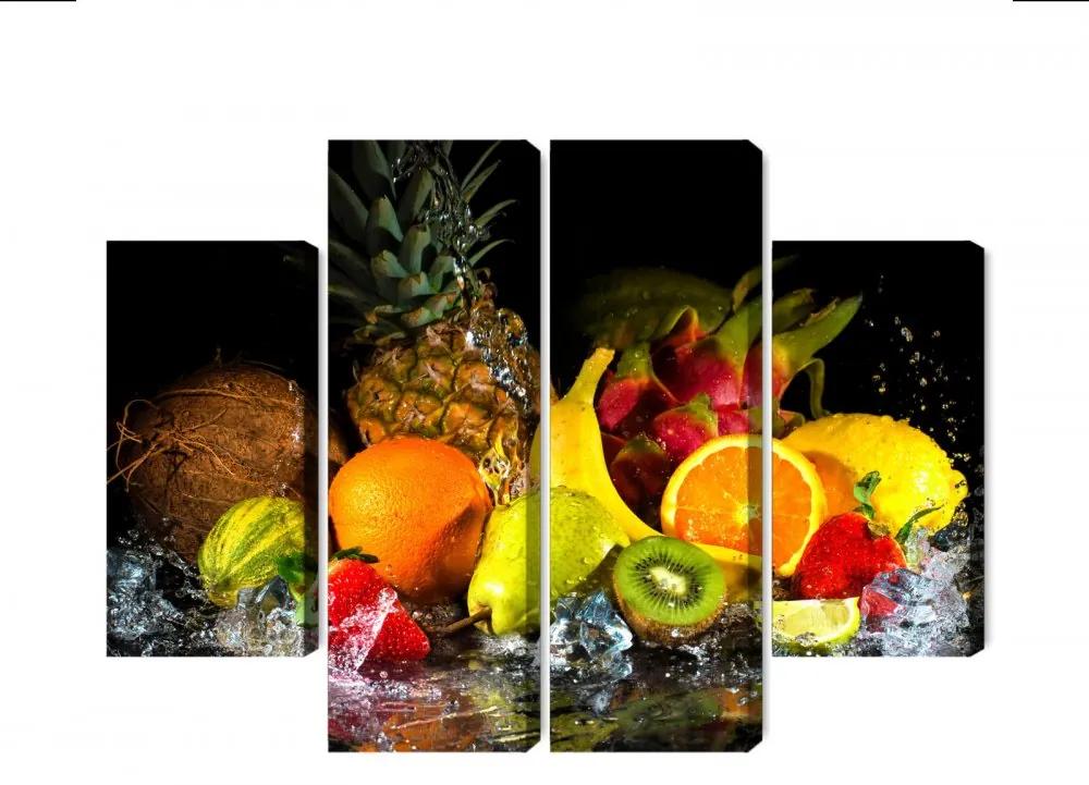 Vícedílný obraz Ovoce S Kapkou Vody Nedostatek Nedostatek Přírodní plátno 80x60
