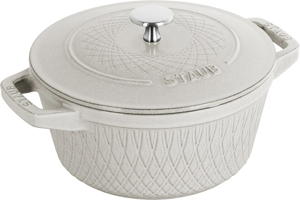 Staub Litinový hrnec s poklicí Cocotte Twist, Ø 24 cm / 4,0 l, bílý lanýž 1023541