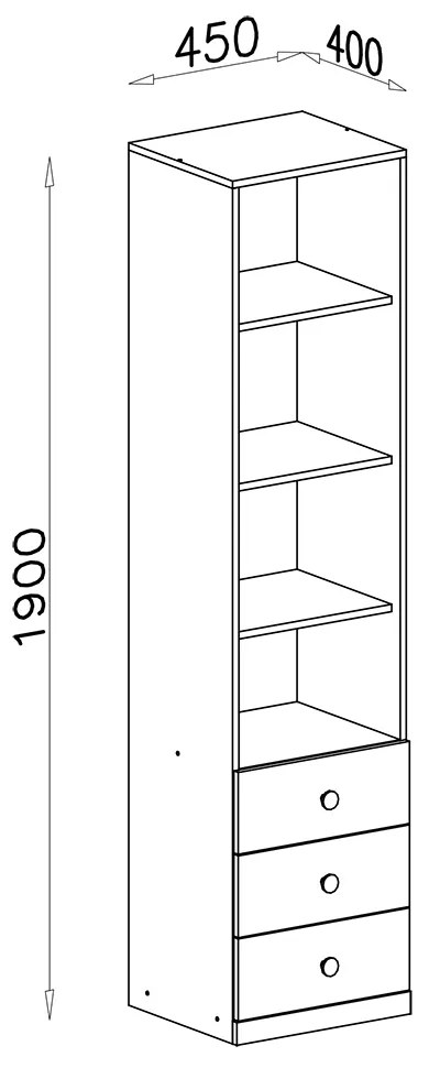 Dětský pokoj PIXEL | sestava B | 4 díly | dub/bílá lux/šedá
