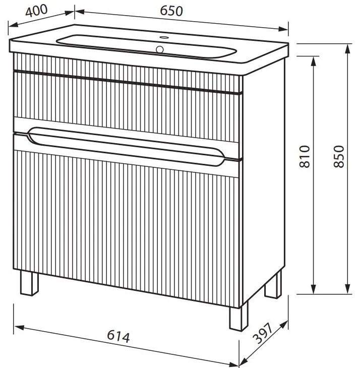 Lavedo Aria White 65 koupelnová skříňka s umyvadlem