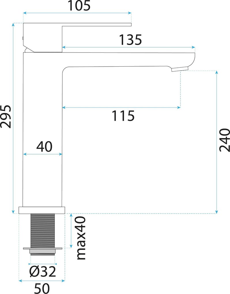 Rea Logan, vysoká umyvadlová baterie h-295 mm, broušená ocel, REA-B6684