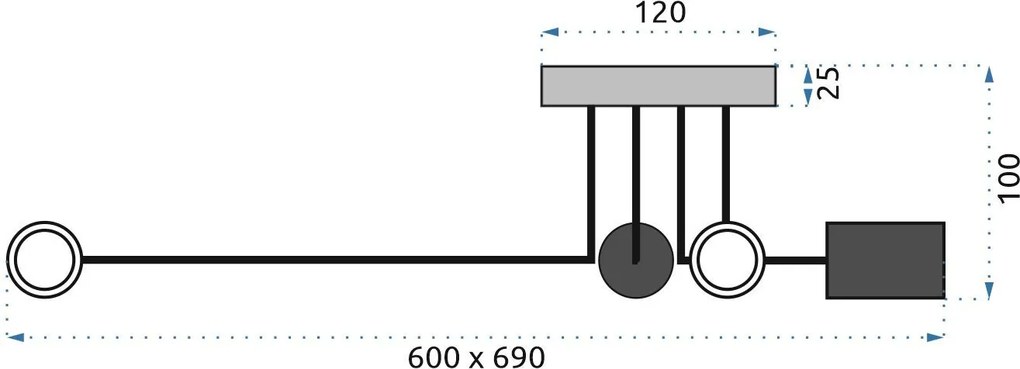 Toolight - Stropní / nástěnné svítidlo Agaro Spider 4xE27, černá, OSW-06604
