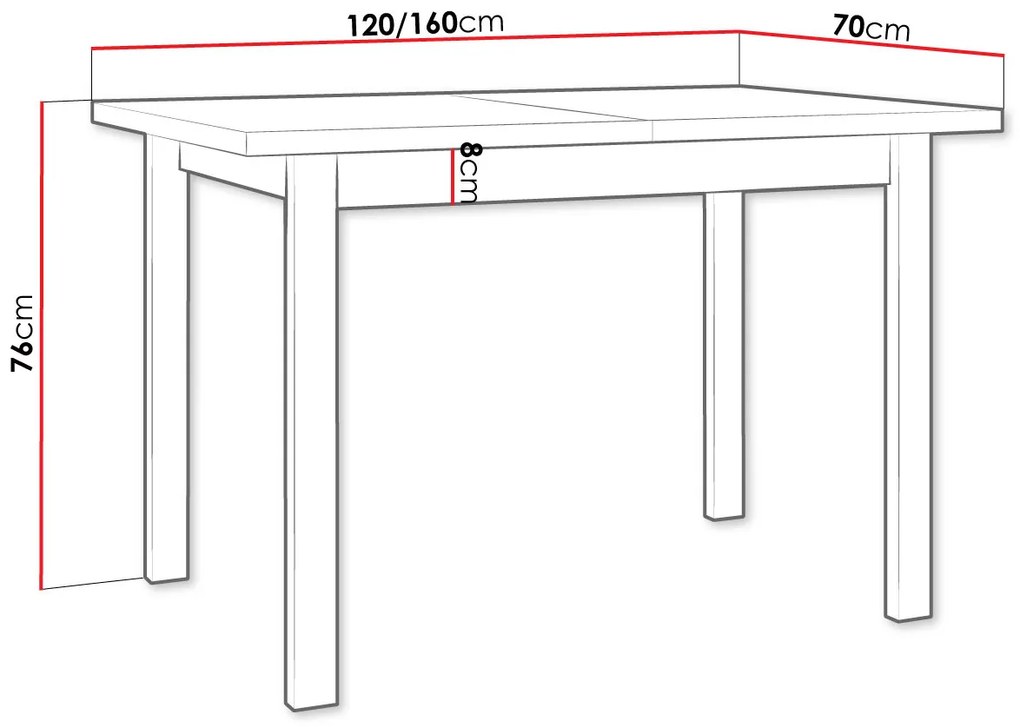 Rozkládací stůl do kuchyně 120x70 cm ARGYLE 10 - dub sonoma
