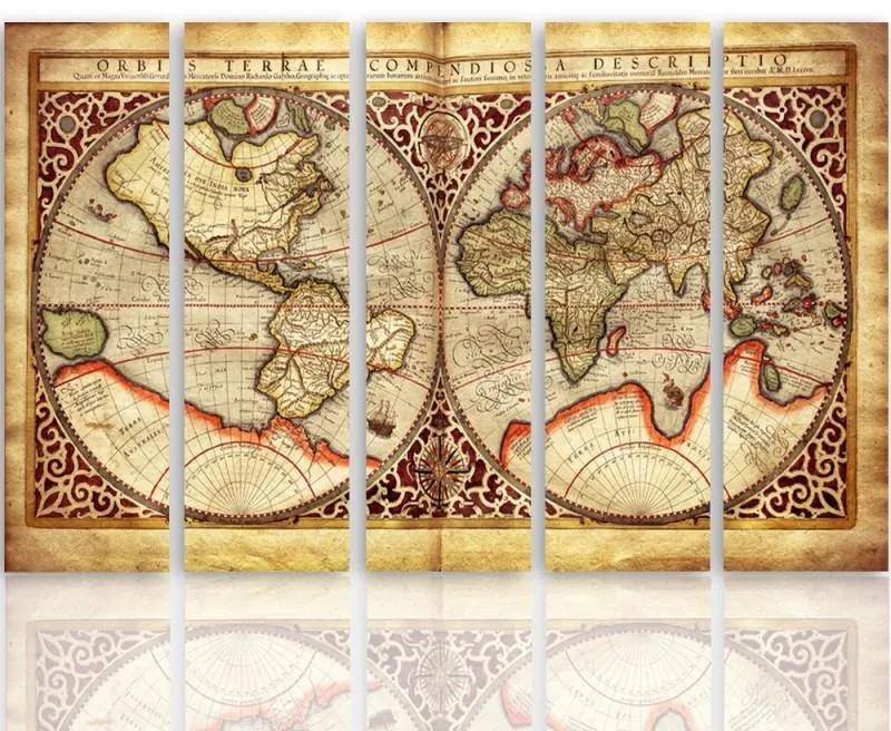 CARO Obraz na plátně - Old Map Of The World 150x100 cm