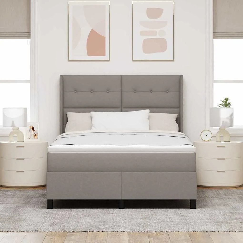 Postel s boxspringem s polštářem Taupe 190 x 140 cm textil 3341641