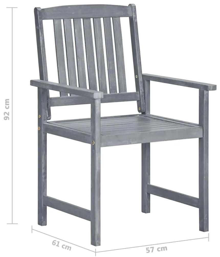 Zahradní židle s poduškami 8 ks masivní akáciové dřevo šedé,  3078251