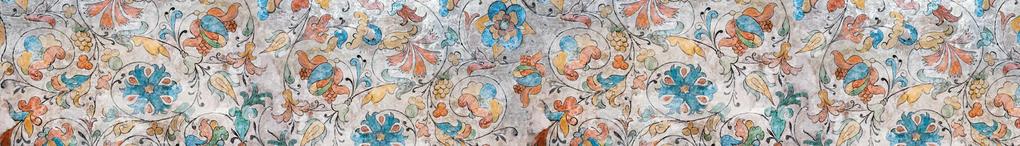 DIMEX | Fototapeta do kuchyně Květinová italská freska KI-350-212 | 350 x 60 cm | vícebarevná, béžová