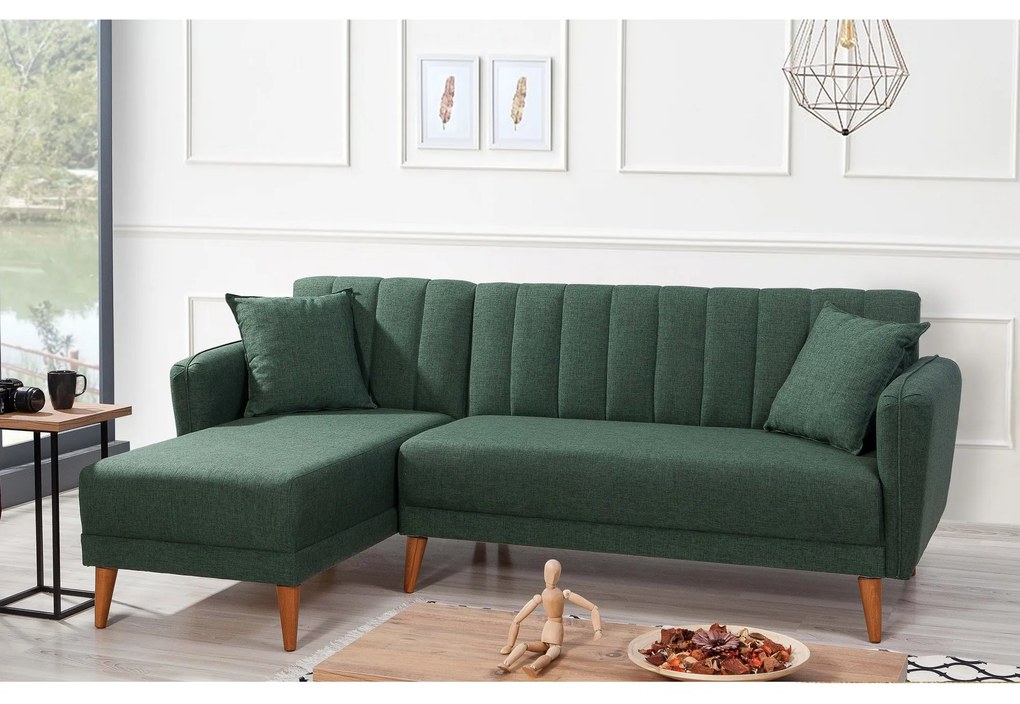 Atelier del sofa Rozkládací rohová pohovka AQUA tmavě zelená levý roh 867UNQ1405