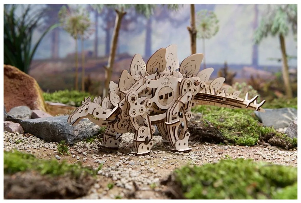 Ugears 3D dřevěné mechanické puzzle Stegosaurus