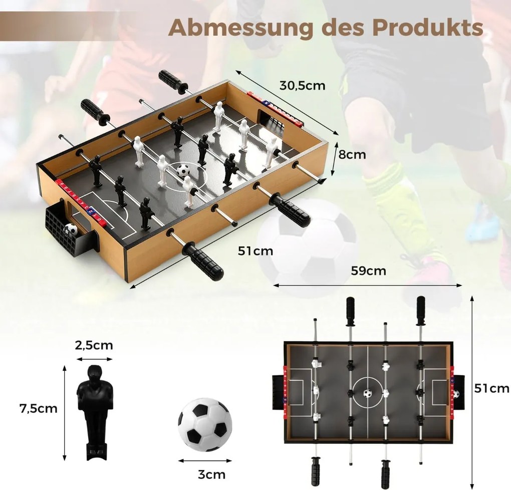 Costway Stolní fotbal vč. 2 fotbalové míče a LED světelný fotbalový stůl