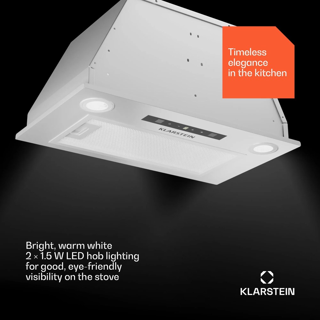 Klarstein Paolo 52, vestavná digestoř, 52 cm, 439 m³/h, LED Touch, A++