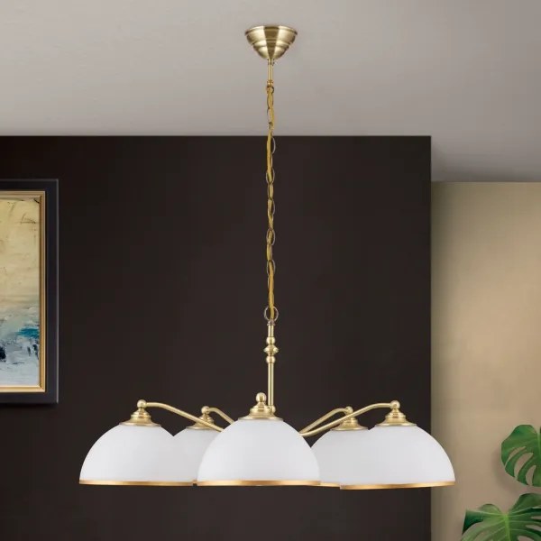 Orion LU 1838/5 - Lustr na řetězu OLD LAMP 5xE27/40W/230V bílá/mosaz