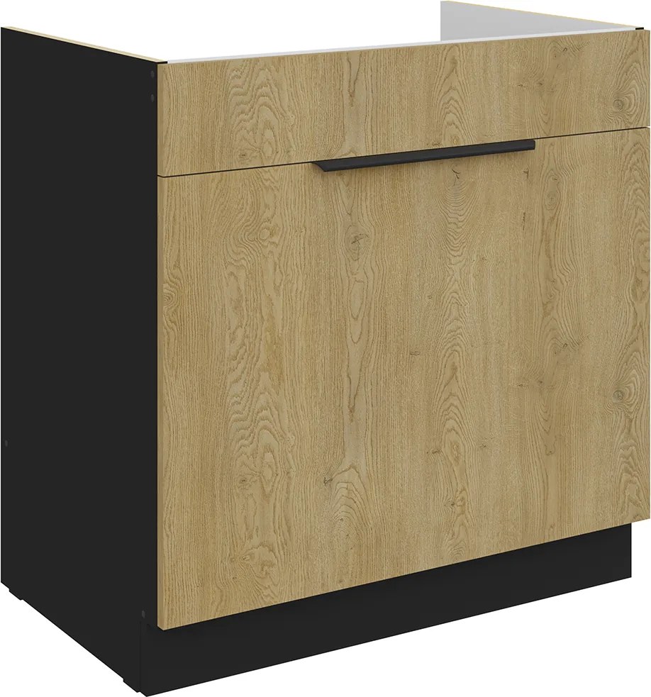 CREMONA cc | dolní skříňka 80 ZL 1S dřezová | 80 cm | PREMIUM BOX | černá/cremona