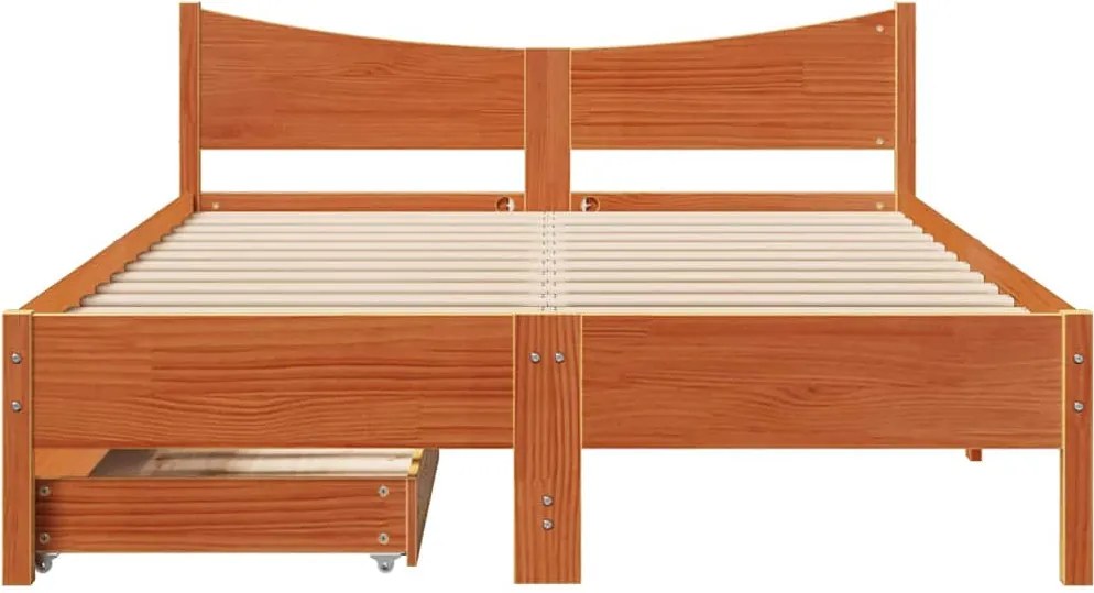 Rám postele se zásuvkami voskově hnědý 160x200cm masiv borovice 3301901