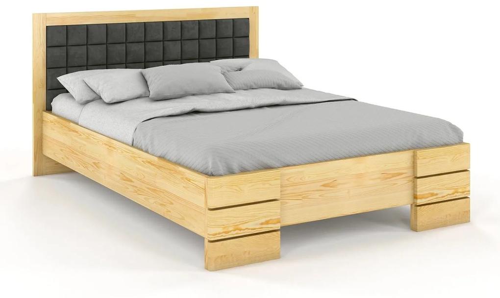Zvýšená postel s čalouněným čelem - Gotland - borovice,   , Borovice přírodní, 120x200 cm