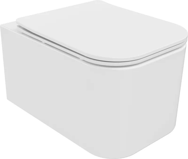 Mexen Elis závěsné wc Rimless s toaletním Slim sedátkem z duroplastu, 52 x 34,5 cm, bílá - 30910600