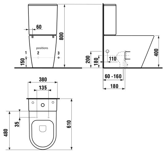 Sapho - WC kombi PACO keramika/černá