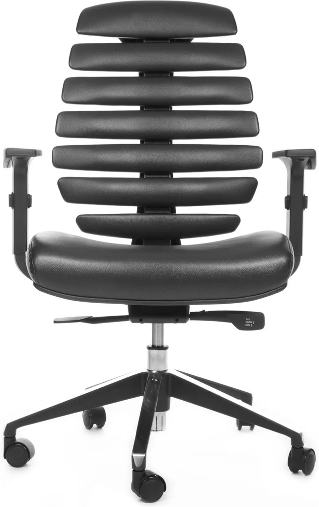MERCURY židle FISH BONES šedý plast,černá koženka