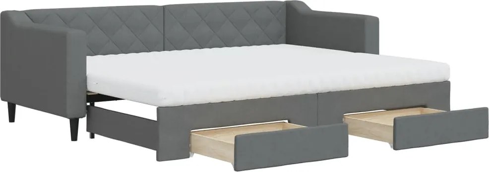 Válenda s přistýlkou a zásuvkami tmavě šedá 80 x 200 cm textil 3197476