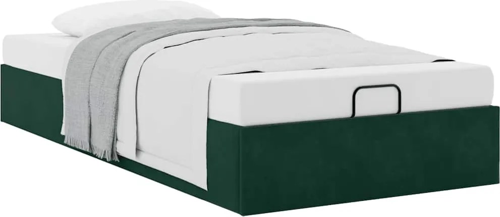 Osmanský rám postele bez matrace tmavě zelené 90x190 cm samet 3310934